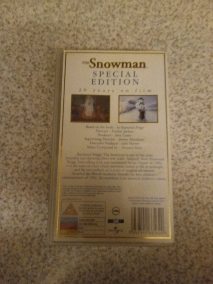 RAYMOND BRIGGS THE SNOWMAN 2002 DOUBLE VHS PAL UK TAPE RARE 20TH ...