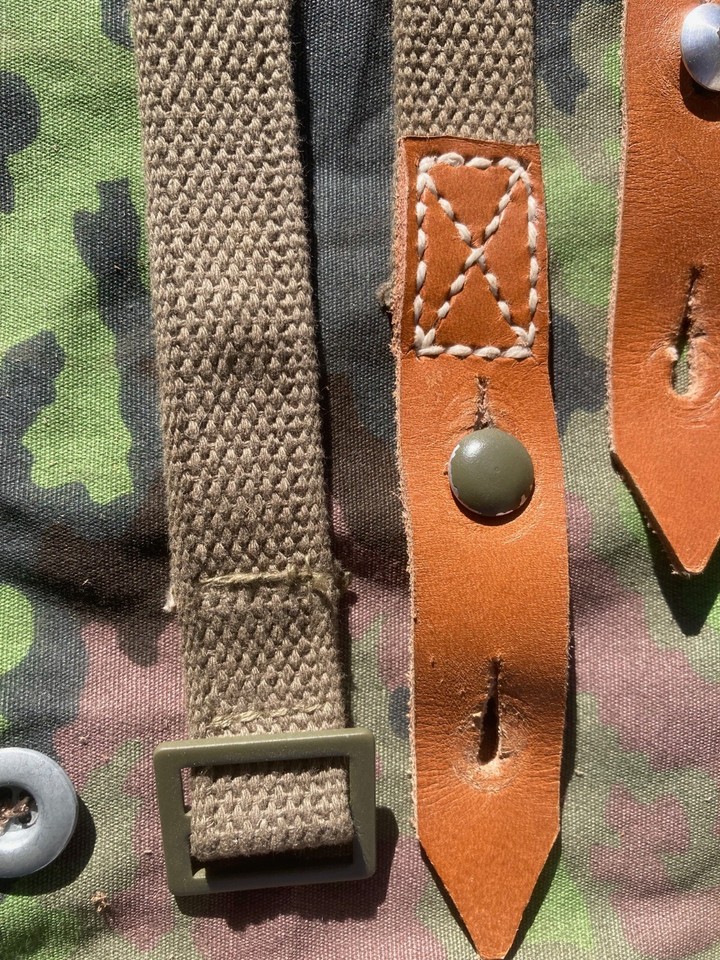 German WW2 Gas Mask Strap Leather Ends on Webbing | eBay