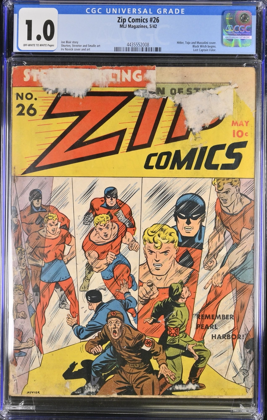 Zip Comics #26 CGC Fair 1.0 Off White to White Hitler Tojo and Mussolini Cover! | eBay
