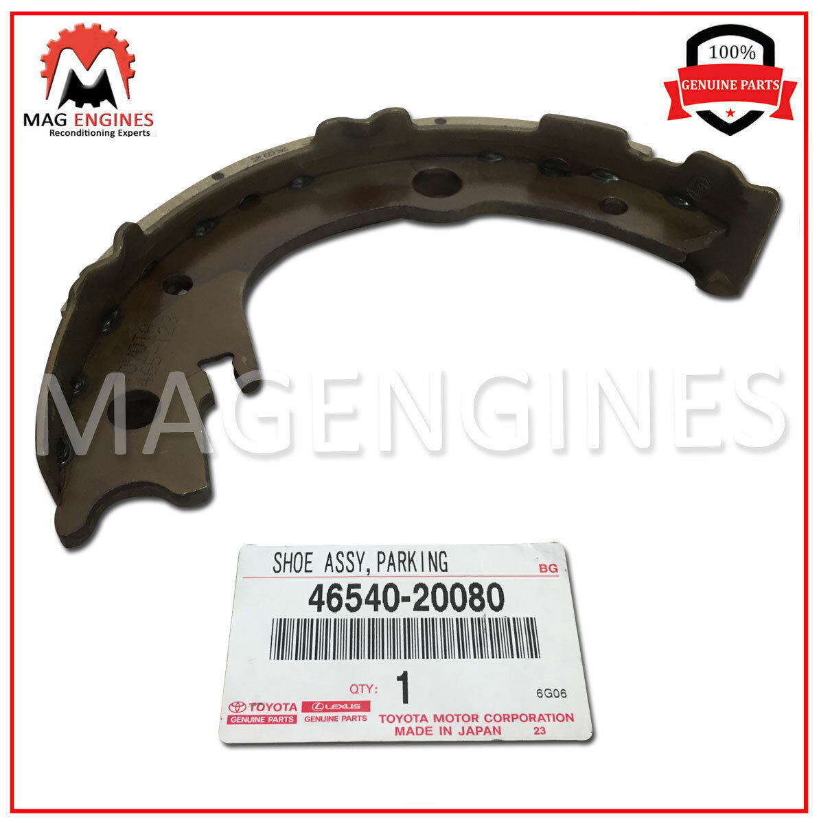 46540-20080 GENUINE OEM PARKING BRAKE SHOE ASSY, NO.1 RH/LH 4654020080 ...
