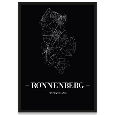 JUNIWORDS Stadtposter, Ronnenberg, Schwarz, Kunstdruck Plan Map | eBay.de