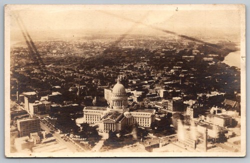 Postcard: Madison WI Capitol Building from above, RPPC, Unposted, 1919 ...