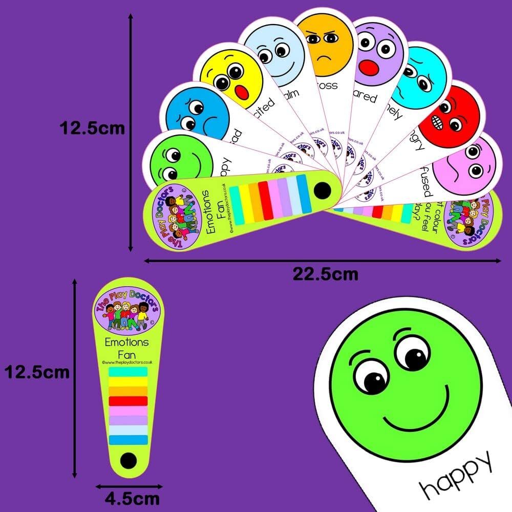 The Play Doctors Emotions Face Feelings Fan Cards With Lanyard ASD ...