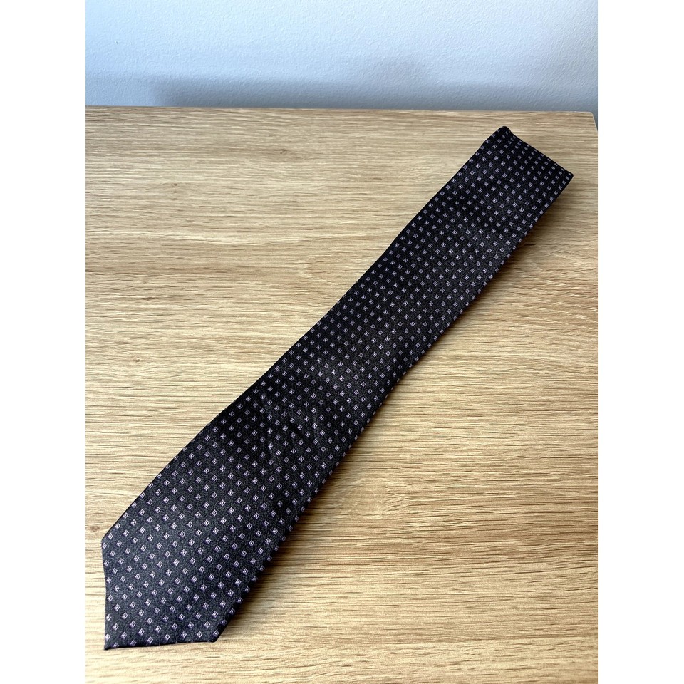 Kenneth Cole Awareness Gray with Purple Geometric Pattern Designer Silk ...