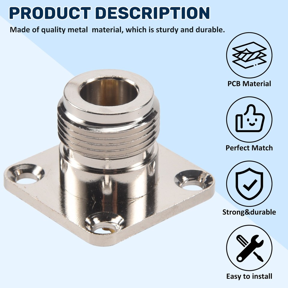 N type female jack coax connector 4-hole panel mount with solder ...
