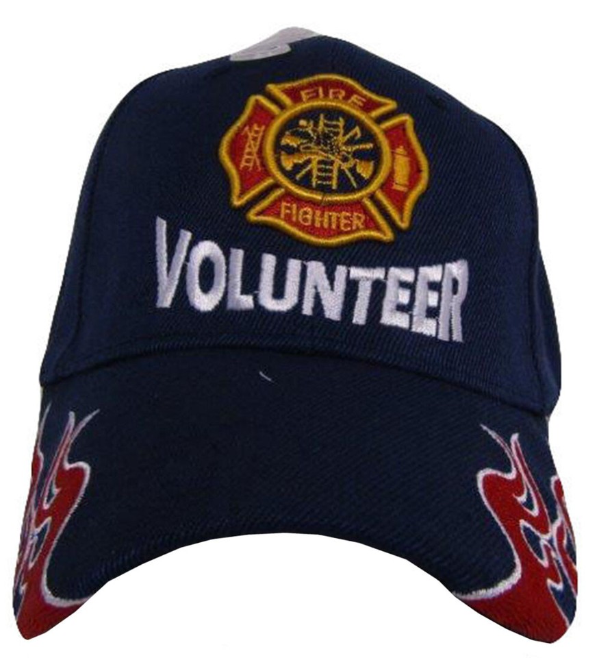 Navy Blue Volunteer Firefighter Fire Fighter Department Flames Baseball ...