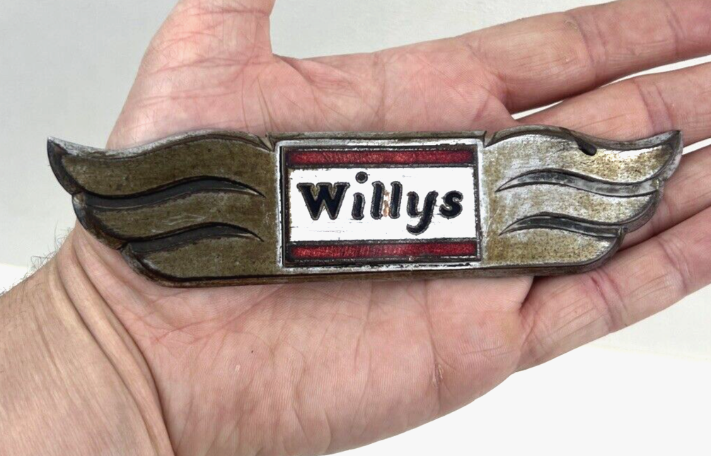 RARE 1930 Willys 6 Automobile Car Radiator Emblem Badge Enamel Antique ...