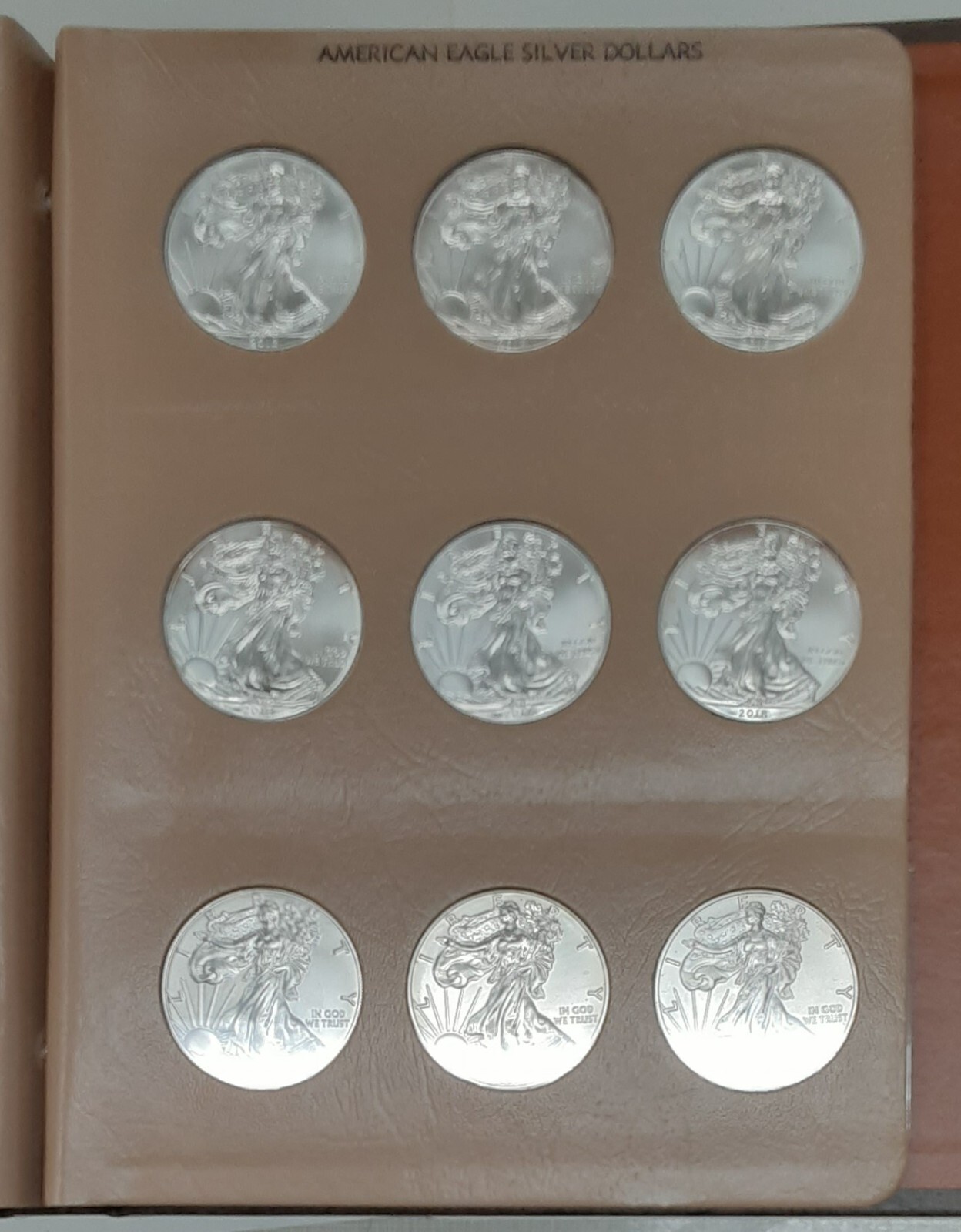 1986-2021 American Silver Eagle Set - 36 BU Coins in Dansco Album w ...