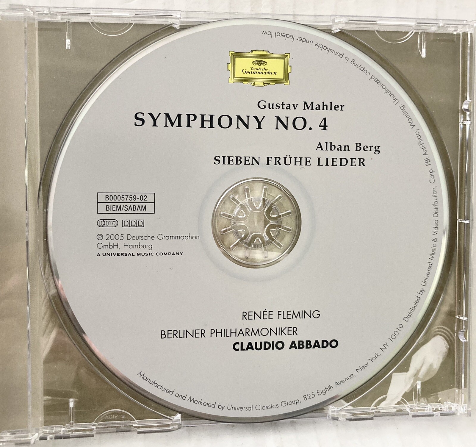 Mahler Symphony No 4 Berg 7 Early Songs CD 2005 Renee Fleming Abbado ...