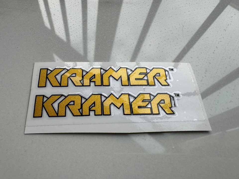2Pcs KRAMER Guitar Headstock Logo Golden Vinyl UV Transfer RAISED Decal ...