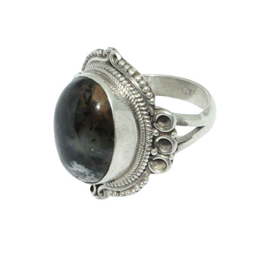 Sterling Silver Ethnic Asian Vintage Style Zebra Jasper Ring Size O 1/2 ...