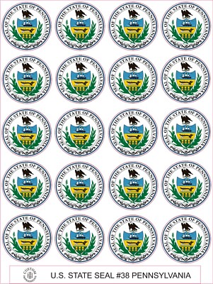 PENNSYLVANIA STATE SEAL - SIZE 2" EACH - 20 PER SHEET | eBay