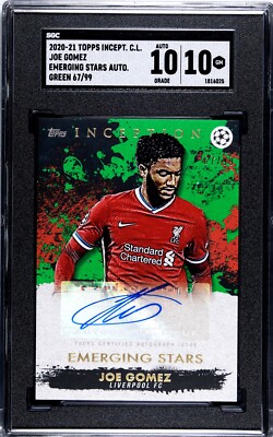 2020-21 Topps UEFA UCL Inception Joe Gomez Emerging Stars Auto Green ...