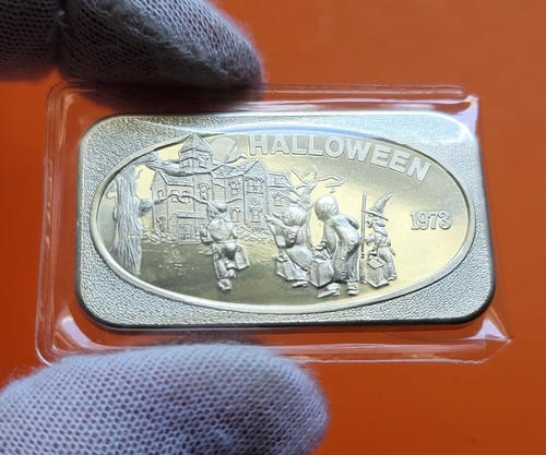 1973 USSC Halloween Trick Or Treating - 1 Troy Oz .999 Fine Silver Art ...