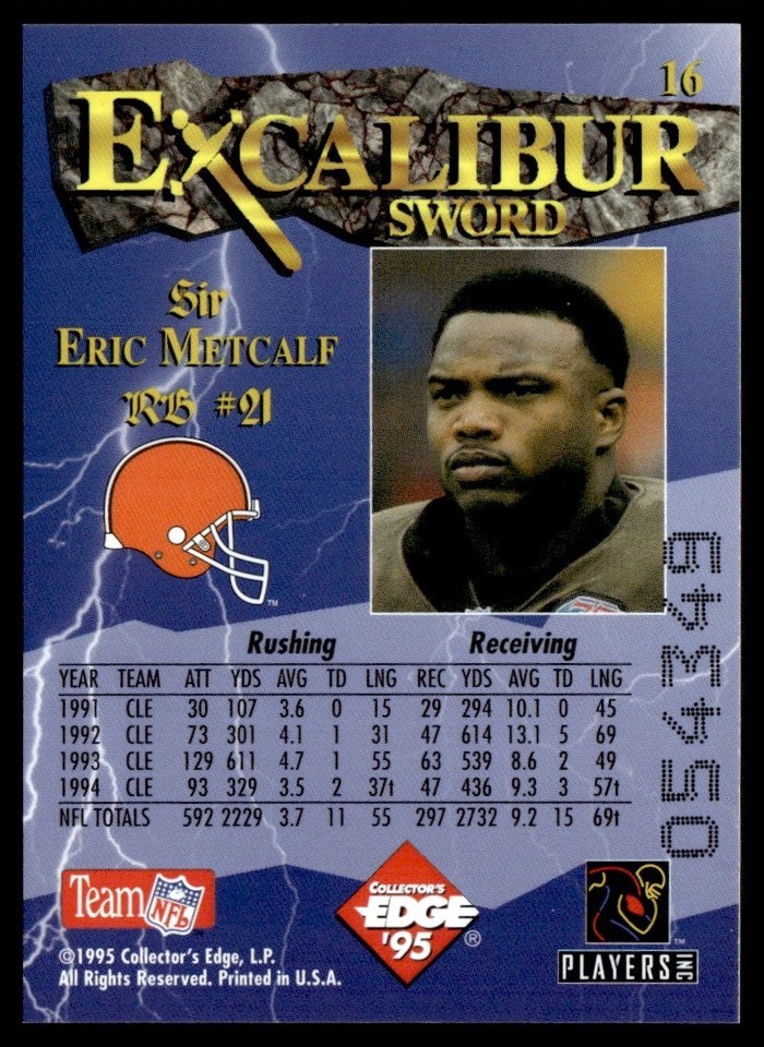 1995 Collector's Edge Excalibur Eric Metcalf Cleveland Browns #16 ...
