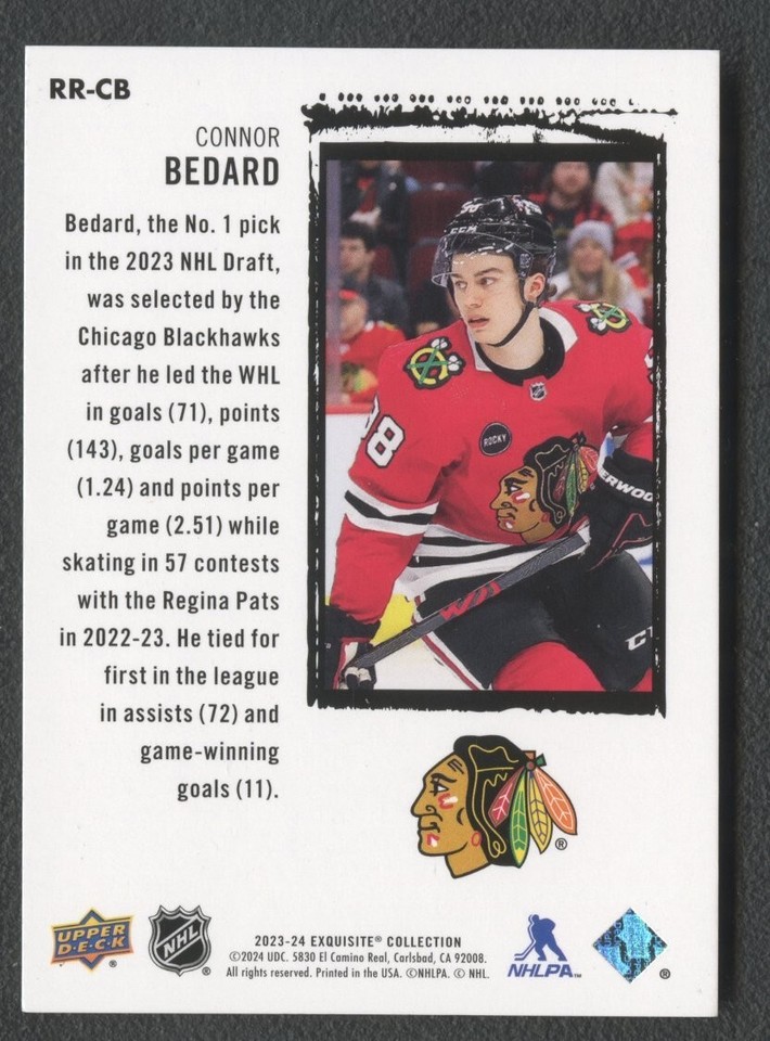 2023-24 Upper Deck Exquisite Collection Connor Bedard Exquisite Rookie ...