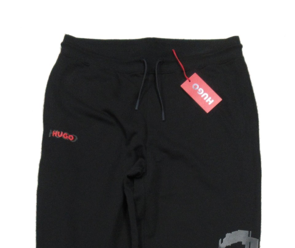 Hugo Boss Red Label Men's Black Darlowe Logo Graphic Print Terry Jogger ...