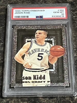 Jason Kidd Rookie RC 1994 TOPPS EMBOSSED SILVER FOIL #102 GEM MINT PSA ...
