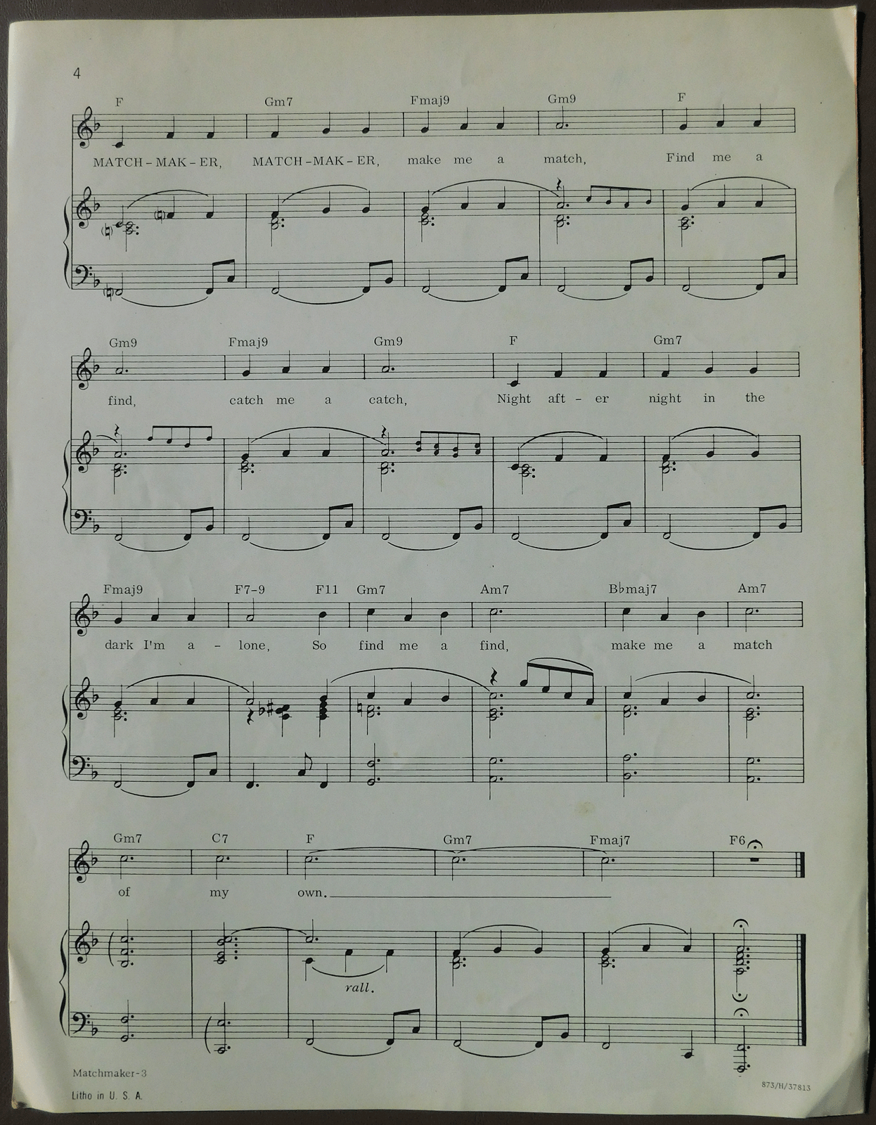 "Matchmaker" Sheet Music, Fiddler on the Roof, Piano, Harnick, Block | eBay