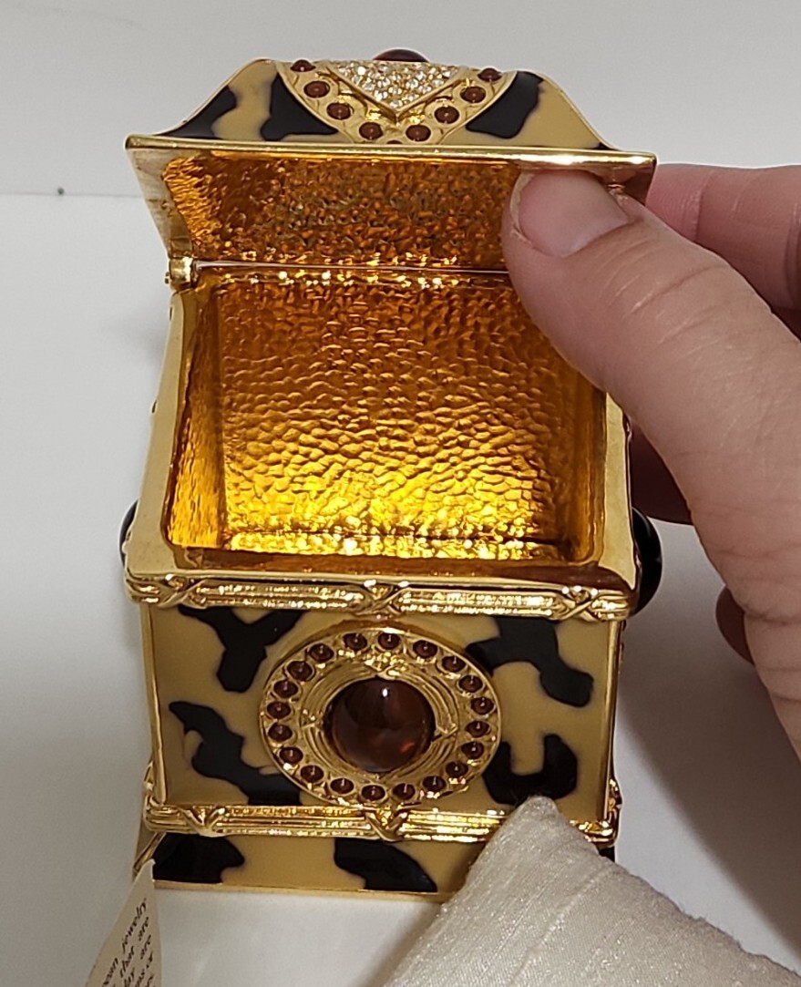 Wendy Reed Leopard Print Trinket Box Swarovski Crystal 14k Gold Finish ...