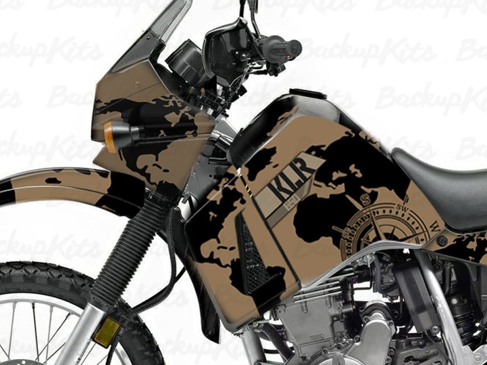 Kawasaki KLR 650 DECALS GRAPHIC KIT ADVENTURE MAPS SAND 1993 - 2007 | eBay