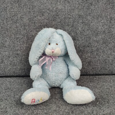 Ty Bunny Plush Lovey Baby Blue Rabbit Hop Pink Bow Stuffed Animal Tylux ...