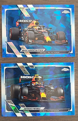2021 Topps Chrome Sapphire F1 Max Verstappen Sergio Perez RED BULL LOT ...