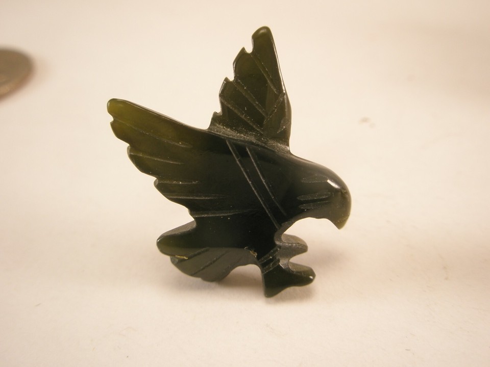 Green Stone Eagle Hawk Striking Vintage Tie Tack Lapel Pin bird of prey ...