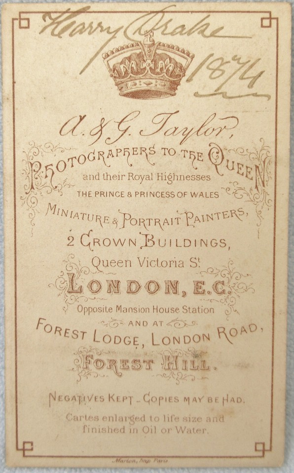 CDV YOUNG MAN NAMED HARRY DRAKE LONDON RAMSEY TAYLOR PHOTO ANTIQUE | eBay