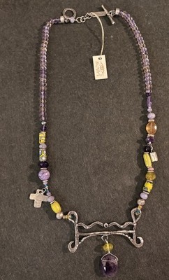 Jes Maharry Silver Necklace With Gemstones And Antique Beads, Large ...