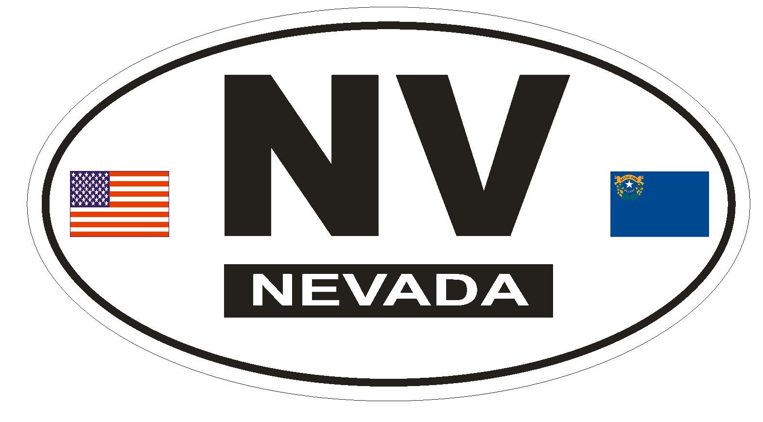 NV Nevada Oval Bumper Sticker or Helmet Sticker D786 Euro Oval with ...