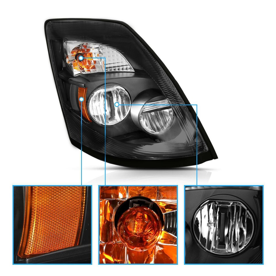 For 2004-2017 2018 Volvo VNL VNX LED Headlights Headlamps Black Left ...