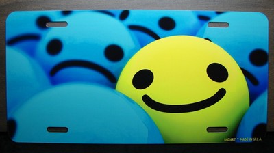 SMILEY EMOJI METAL CAR LICENSE PLATE AUTOTAG, HAPPY FACE EMOTICON ...