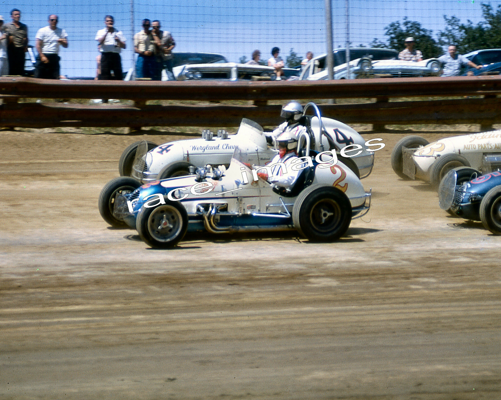 A.J. FOYT #2 and ARNIE KNEPPER #14 1964 ELDORA USAC DIRT RACE 8x10 ...