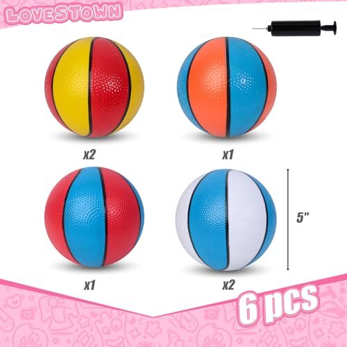 6PCS Mini Basketballs, 5 Inches Inflatable Basketball Colored Rubber | eBay