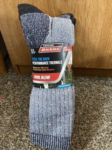Dickies 3pr Steel Toe Solid Wool Blend Heavy Thermal Crew Warm Socks SZ ...
