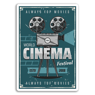 2 x 10cm Vintage Cinema Vinyl Stickers - Film Movie Cool Sticker Laptop ...