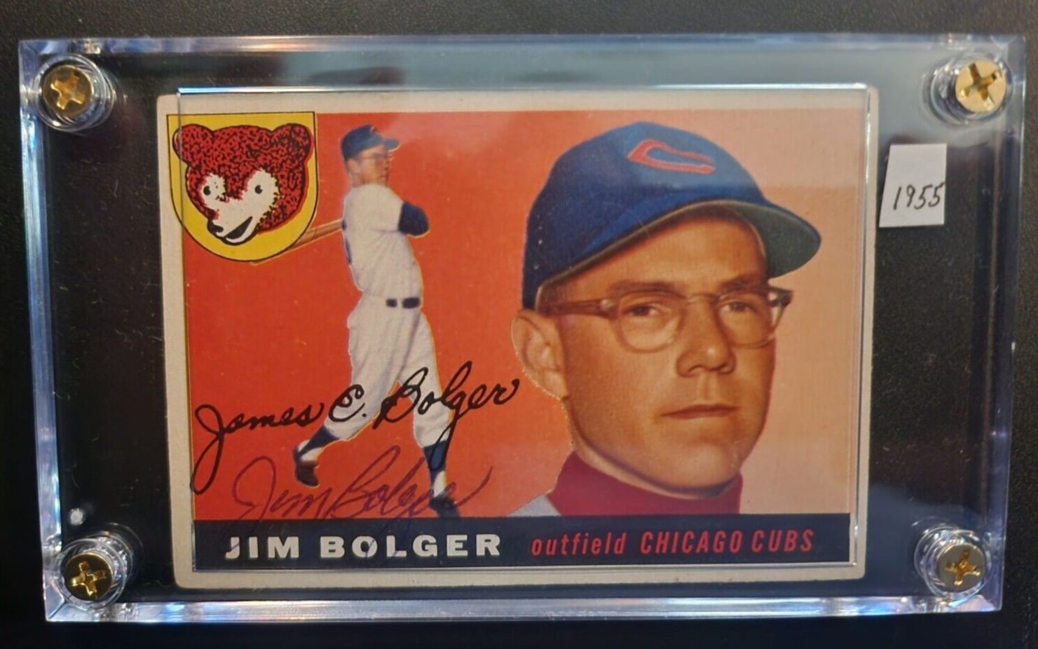 1955 Topps Jim Bolger #179 Autograph VG-EX or Better. Beautiful card ...