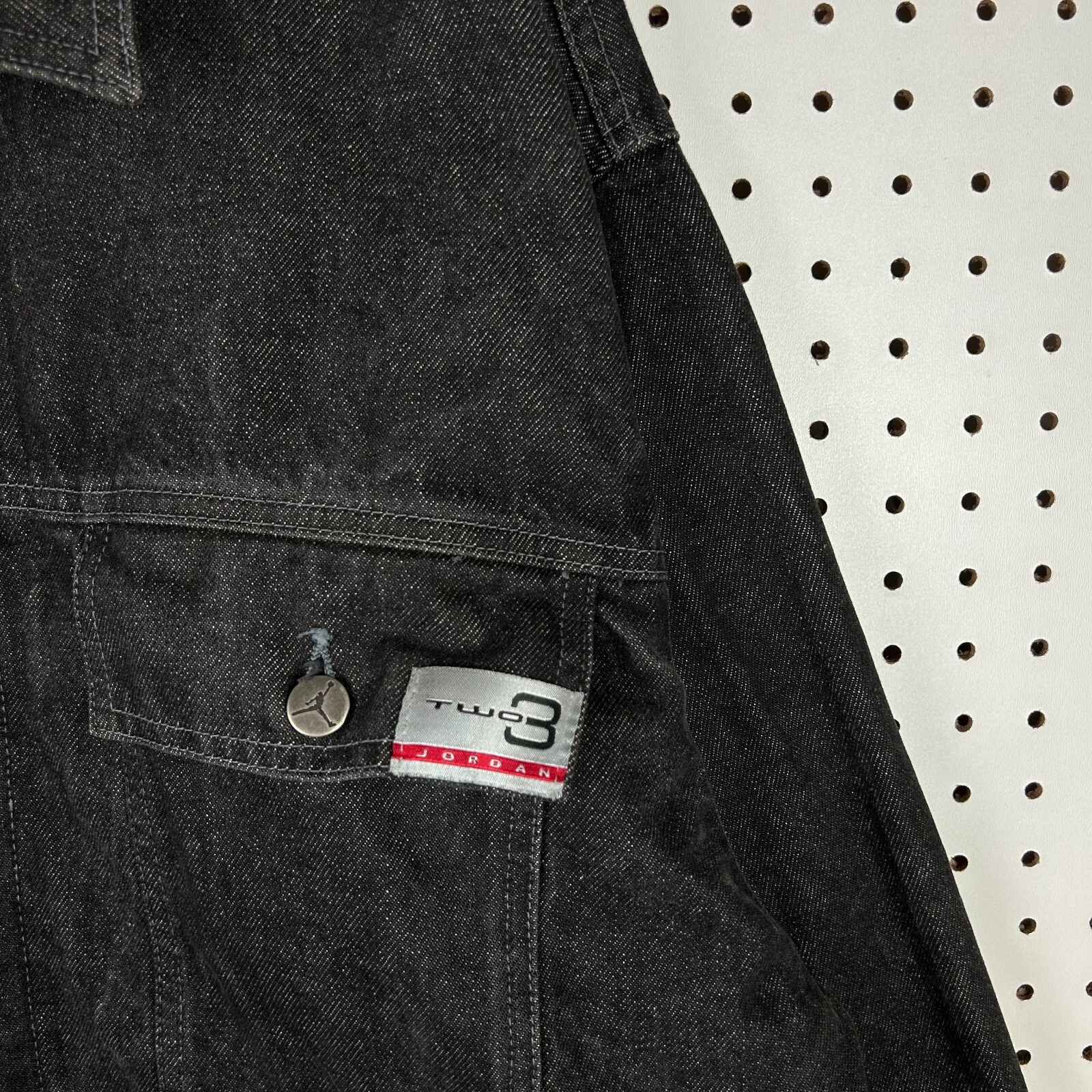 Air Jordan Denim Jacket Streetwear Black Button 90s Y… - Gem