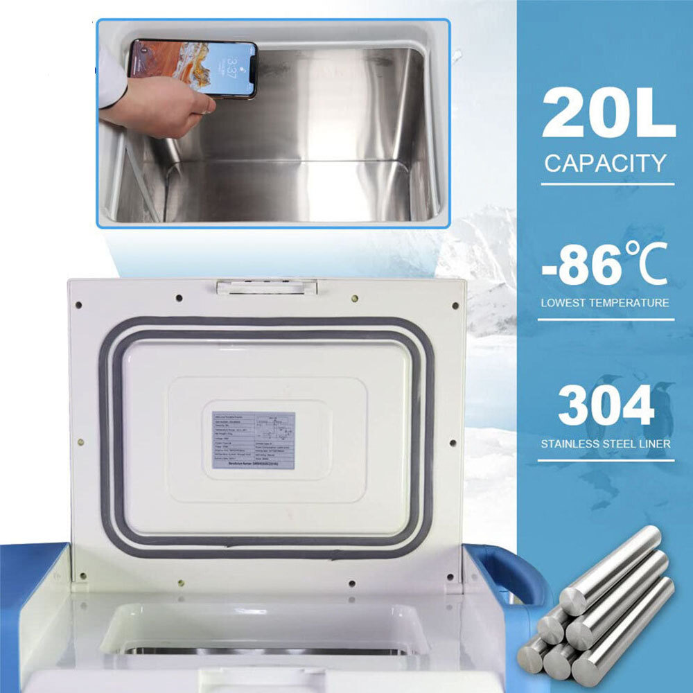 20L -86 Degree Portable Ultra Low Temperature Freezer Medical Storage ...