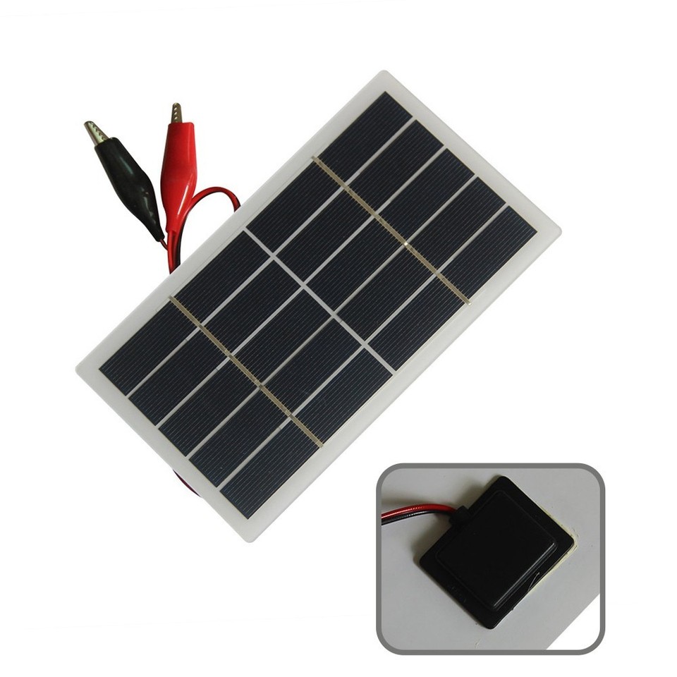 2W 5V Polycrystalline Solar Panel with For Alligator Clips for 3.7V ...