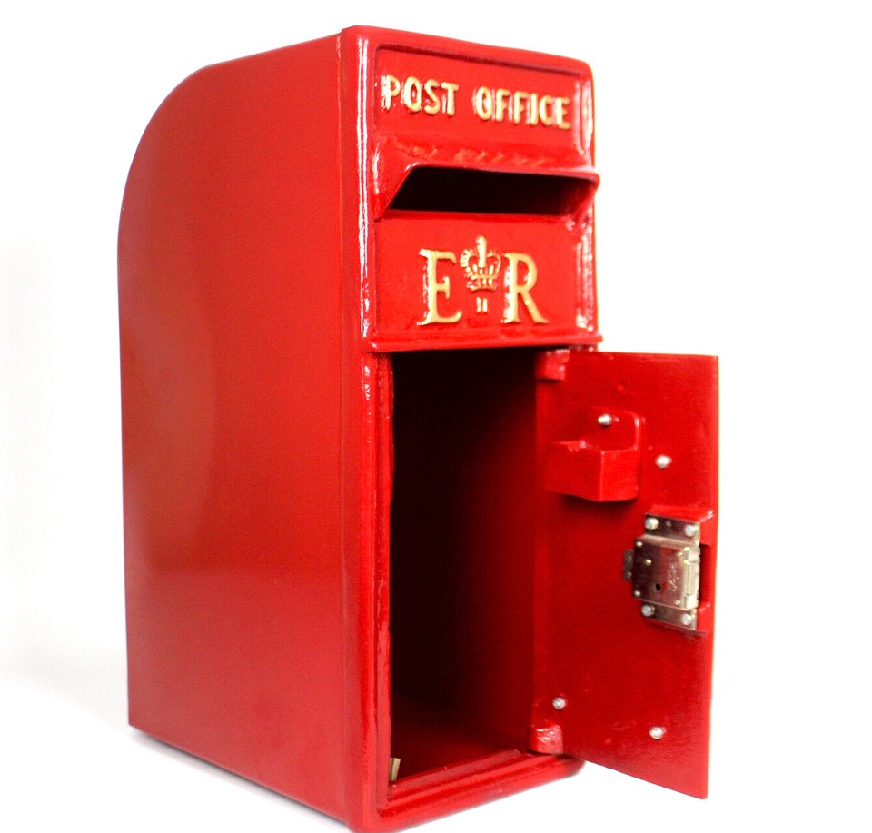 Royal Mail Cast Iron ER Post Box Pillar Red Black White Letterbox ...