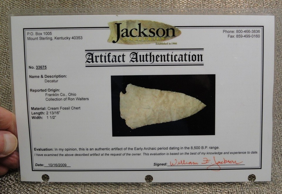 AUTHENTIC PAPERED DECATUR / OHIO / INDIAN / RELIC / ARTIFACT ...