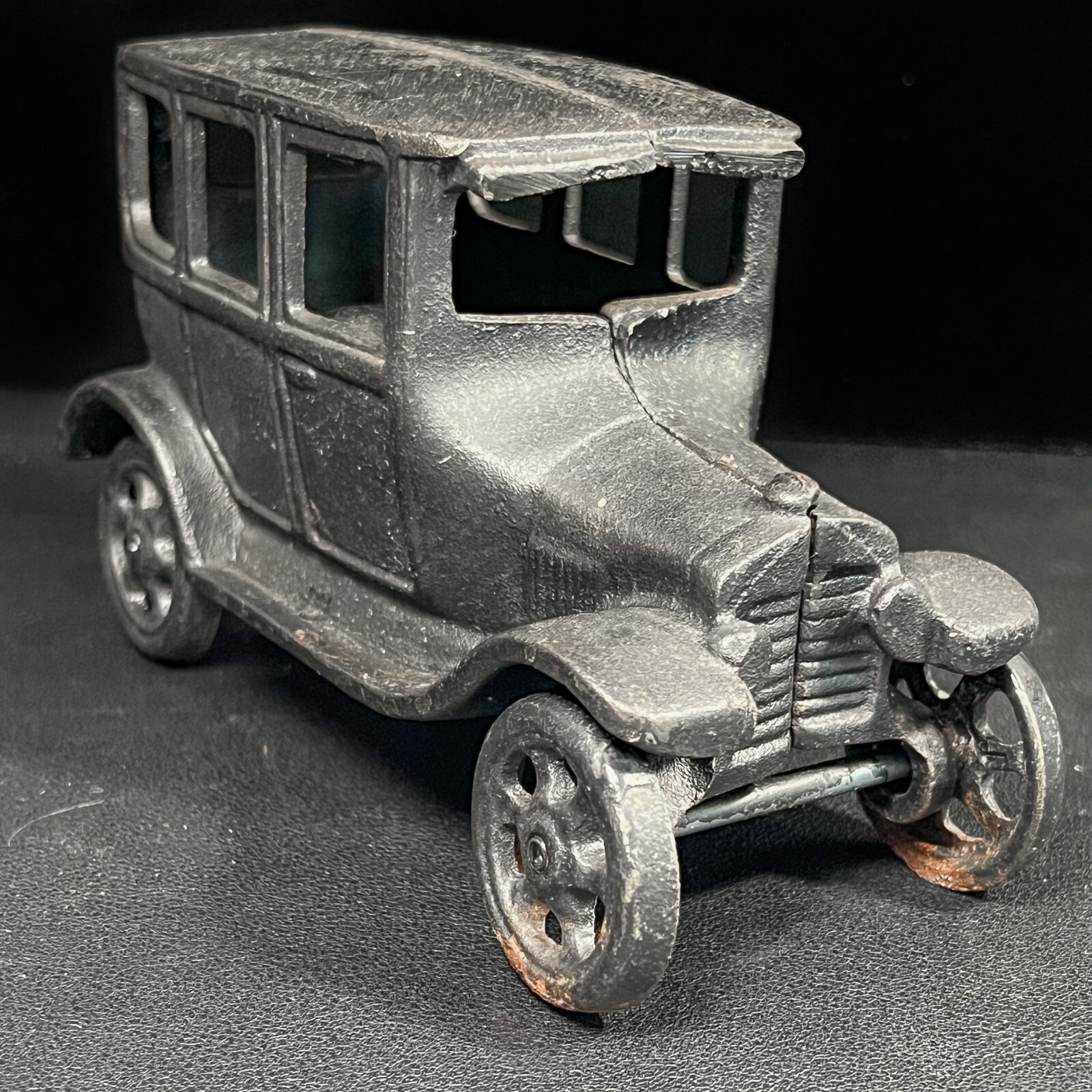 Vtg IRON ART JM 137 MODEL T Toy Car 6" x 3.5" Black Cast Iron Man Cave ...