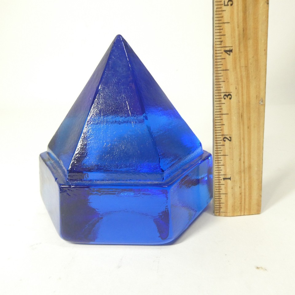 Ship Deck Prism Cobalt Blue Glass Paperweight 4.5" Tall Vintage Hexagon ...
