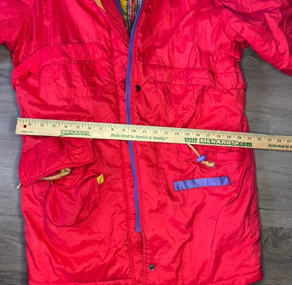 Vintage Womens Braetan Red Aztec Hood Ski Parka Long Jacket | eBay