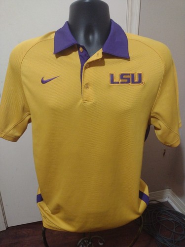 Nike Dri-Fit Golf Polo Shirt Small S LSU Tigers Authentic Gold Yellow ...