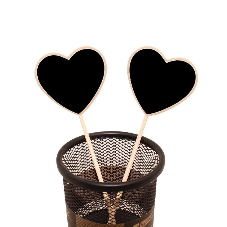 20pcs Heart Shaped Wooden Mini Blackboard Toppers Message Board ...