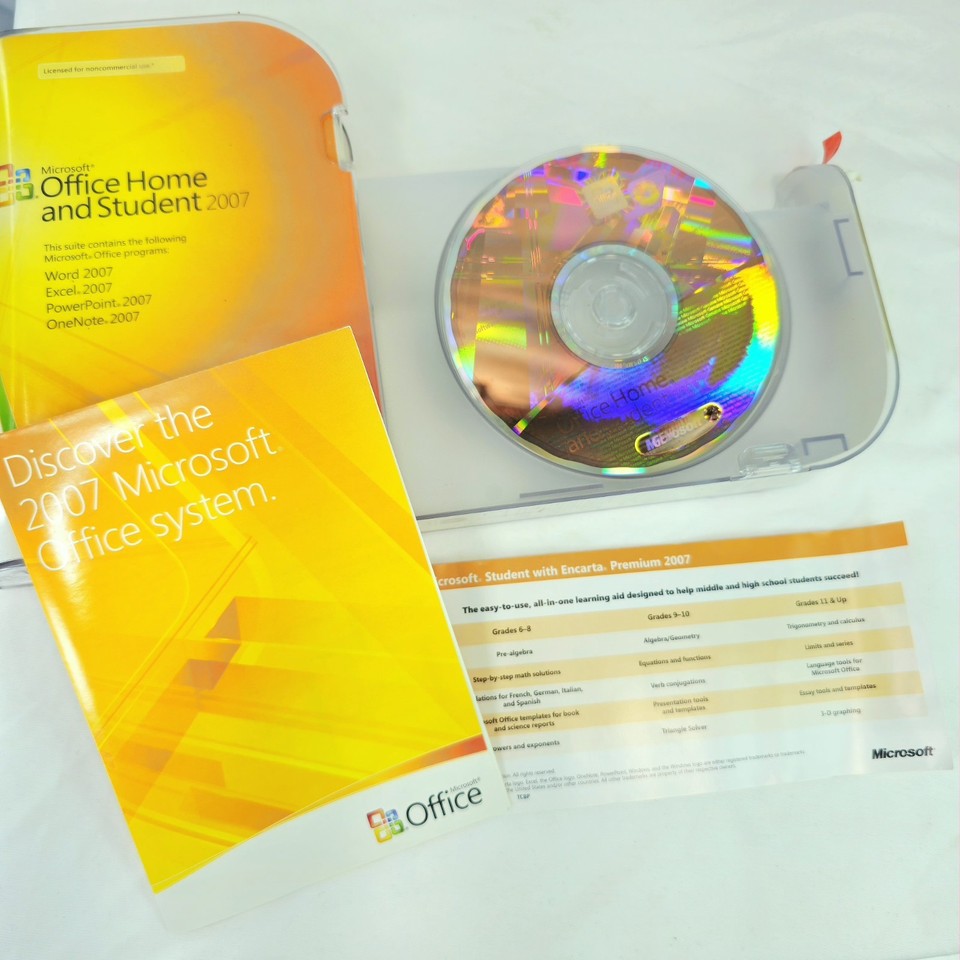 Microsoft MS Office Home and Student 2007 Word Excel PowerPoint OneNote ...