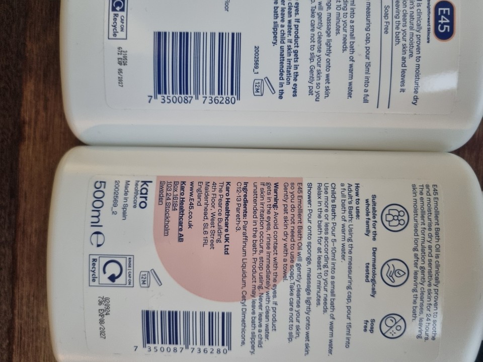 E45 Bath Oil 500ml X4bottles | eBay UK